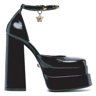 Versace Schwarze Leder Plateau Sandalen - - Shoes - Damen - Schwarzk - 41 EU