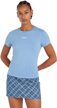 Tommy Jeans Damen T-Shirt Kurzarm Slim Logo Rundhalsausschnitt, Blau (Westside Blue), 5XL