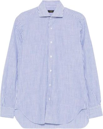 Barba Homme, Chemises, Bleu, Taille: XL Chemise en Coton Ray&eacute;