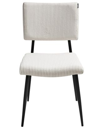 Beliani Esszimmerstuhl 2er Set Cord Creme wei&szlig; gepolstert mit Eisenbeinen Sturgis