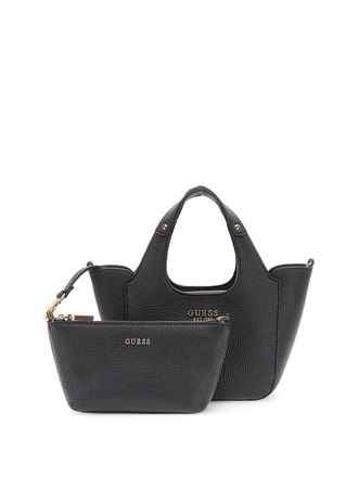 Guess Damen Calista 2 in 1 Mini Tote Tragetasche, Umh&auml;ngetasche, Schwarz