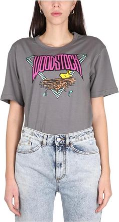 Philosophy di Lorenzo Serafini Femme, Tops, Gris, Taille: 42 FR T-Shirt en coton avec imprim&eacute; graphique