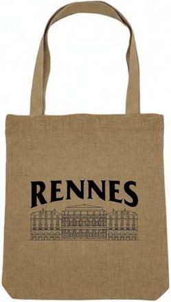Fabulous Sac Shopping Tote Bag Aspect Lin - Rennes Minimalist Ville France Bretagne - Sac de Courses Toile Epaisse 360g Beige Naturel Cabas Port&eacute; Epaule Solide