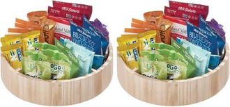 InterDesign The Home Edit by iDesign 30,5cm Lazy Susan Drehteller mit herausnehmbarer Trennwand, nat&uuml;rliches Paulownia Holz (Packung mit 2)