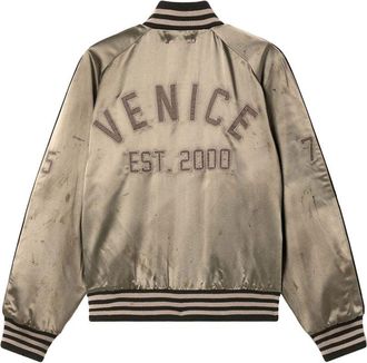 Golden Goose Satin Striped Bomber Jacket - Green