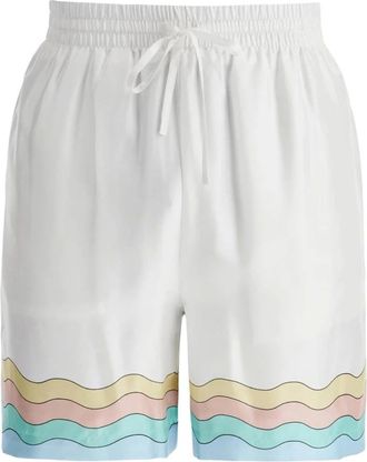 Casablanca Homme, Maillots de bain, Blanc, Taille: S Embroidered Wave Logo Shorts