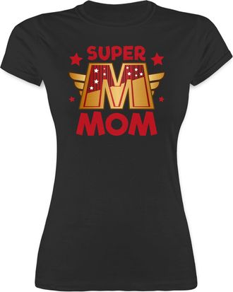 Shirtracer Shirt Damen - Super Mom I Supermom Heldin Mama - XXL - Schwarz - muttertagsgeschenk muttertagsgeschenke Mum supermama Tshirt Supermom+t-Shirt motherda