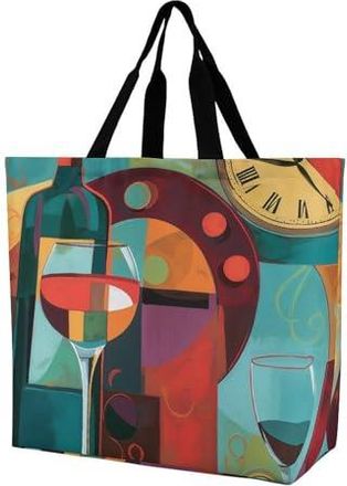 Generic CEst LHeure Du Vin Sac &Agrave; Bandouli&egrave;re Imperm&eacute;able Sacs De Courses D&eacute;contract&eacute; Sac Courses Pour Gym Universit&eacute; Quotidienne