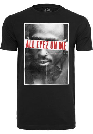 Mister Tee X Artist Herren 2Pac All Eyez On Me T-Shirt - Oversize Fit, legend&auml;rer Frontprint, Heavy Cotton Streetwear, Black, XS