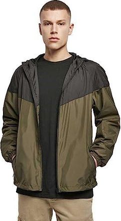 Build Your Brand 2-Tone Tech Windrunner Coupe-Vent, Darkolive/Noir, M Homme