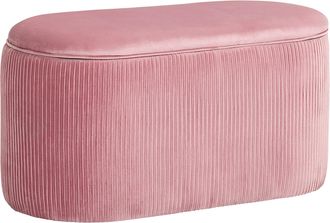 HOMCOM Sitzbank Polsterbank mit Stauraum Truhenbank für Wohnzimmer französische Stil Samt elegant Rosa 81 x 40 x 41 cm