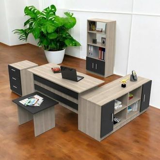 Dmora Styx B&uuml;ro-Set Braun, 5 Schubladen, 5 Regale