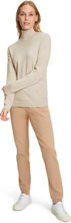Falke Damen Pullover Basic Roll Neck New Merino W Pu Wolle elegant klassisch f&uuml;r Business und Freizeit mit Rollkragen 1 St&uuml;ck, Beige Melange 4043, XL