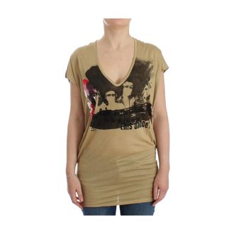 Costume National Femme, Tops, Beige, Taille: 38 FR T-Shirt Beige à Motif Imprimé