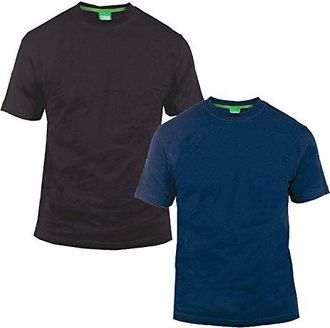 D555 Hommes Duke D555 Grand Haut King Size Fenton Pack 2 T Shirt Haut En Coton T-shirt Décontracté - Cotton, Noir - gris, 100% coton, Homme, 5XL