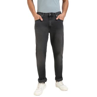 Calvin Klein Herren Jeans Hose Straight Slim Fit, Schwarz (Denim Black), 38W/34L