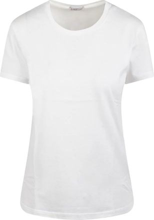 Moncler Femme, Tops, Blanc, Taille: 38 FR Logo Patch Cotton T-shirt