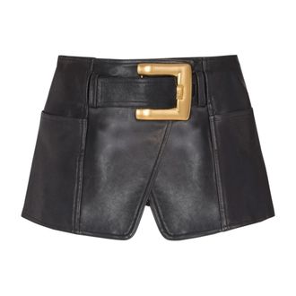 Balmain G&uuml;rtel-Minirock aus Leder - - Skirts - Damen - Schwarzk - M