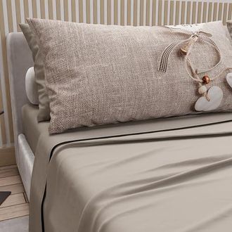 Petti Artigiani Italiani Bettwäsche für Doppelbett, Baumwolle mit Kissenbezügen mit Digitaldruck, Bettlaken für Doppelbett Maxi Fantasia 331, Heller Schlamm, 100% Made in Ital