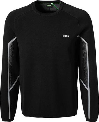 HUGO BOSS Herren Pullover schwarz Mikrofaser unifarben