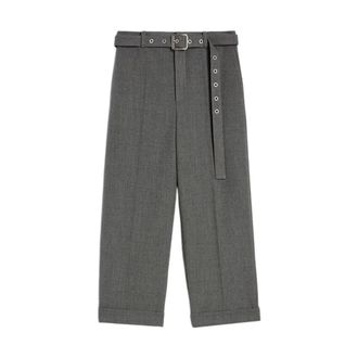 Jil Sander Homme, Pantalons, Gris, Taille: L Wool Canvas Belted Pantalons
