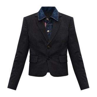 Dsquared2 Blazer aus Stoffkombination - - Jackets - Damen - Schwarzk - 2XS