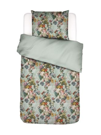 Essenza Bettw&auml;sche Karli Mineral Green, 135x200 + 1x 80x80 cm - 100% Baumwollsatin 215TC - Blumen