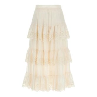 Zimmermann Lucky Midi-Rock mit Stickerei - - Skirts - Damen - Wei&szlig; - XS