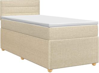 vidaXL Letto Box Spring Con Materasso Crema 100 X 200 Cm Tessuto Vidaxl