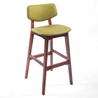 Generic Gepolsterter Barhocker mit Fu&szlig;st&uuml;tze, Braune Holzbeine, Max. Belastbarkeit 200 Kg - Ergonomischer Esszimmerstuhl f&uuml;r K&uuml;che, Kneipe, Caf&eacute;, Bistro, K&uuml;ch