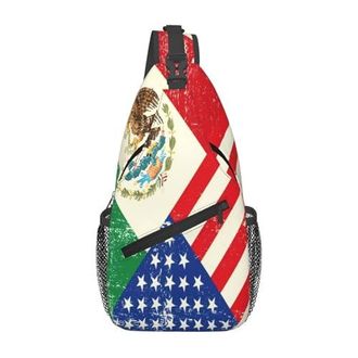 Generic Drapeau Mexicain-Am&eacute;ricain Vintage Sac Poitrine Multifonctionnel Sacs &Agrave; Dos Antivol Sac Banane Pour Shopping Excursion Quotidien