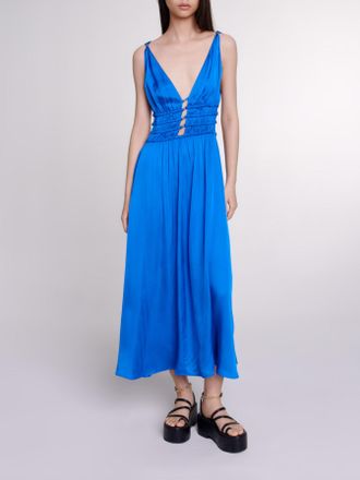 Maje Satinkleid Mit Cut-outs - Blau - Gr&ouml;&szlig;e 40 - Maje