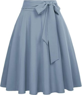 Belle Poque Klassischer einfarbiger Faltenrock Plus Size Ausgestellter A-Linien Rock 50s Rockabilly Rock BP000561-51 XXL