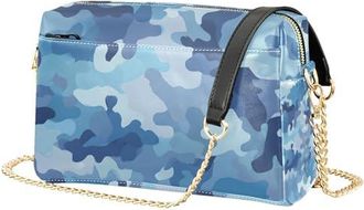 Mnsruu Sacs à bandoulière pour femme, sac à main en cuir camouflage bleu