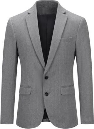 AlltheMen Blazer Homme à Chevrons 2 Boutons avec Revers cranté Veste de Costume Coupe Cintrée Moderne Casual Noir L