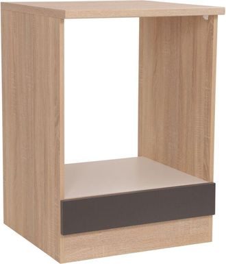 Respekta Herdumbauschrank Küchenschrank 60 cm Eiche Sägerau Grau Merle Respekta