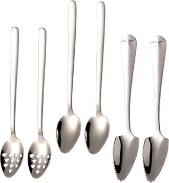 Yardwe 6stücke Dessertlöffel Aus Edelstahl Mit Langem Griff Für Obst Schaben Spiegelglatt Langlebig Und Sicher Für Haushaltsgebrauch