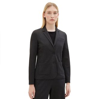 Tom Tailor Damen 1038711 Blazer mit Karomuster, 33237-grey Black Tiny ck Check, L