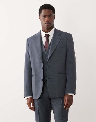 Asos Veste de costume ajust&eacute;e en laine m&eacute;lang&eacute;e lavable en machine - Bleu marine