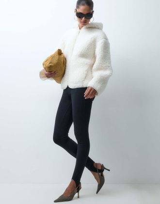 Asos hoodie en imitation peau de mouton &agrave; poils longs couleur cr&egrave;me-Marron