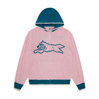 Icecream Icecream, Homme, Pulls, Rose, Taille: XL Chien Courant Tricoté ZIP À Travers LA Capuche