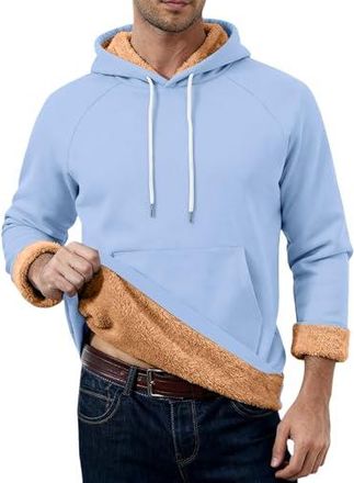 Generic Sweat &agrave; capuche pour homme - Cordon de serrage - T-shirt &agrave; manches longues - Couleur unie - Sweat &agrave; capuche doubl&eacute; - Confortable - Pull en polaire d&eacute;c