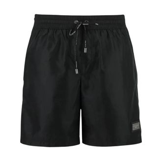 Dolce & Gabbana Silberne Plakette Plate Drawstring Badeshorts - - Swimwear - Herren - Schwarzk - S