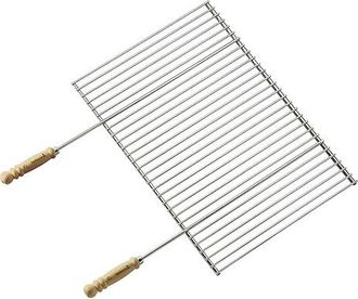 Barbecook Barbecook Grillrost verchromt mit Holz-Griffe eckig Edelstahl Grill-Zubeh&ouml;r Grillfl&auml;che 58.5 breit 40-cm tief, silber