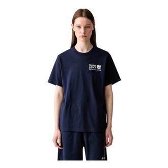 Sporty & Rich Promo Logo-Print Kurzarm-T-Shirt - - Tops - Damen - Blau - L