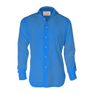 MC2 Saint Barth Leinen Herrenhemd Unifarben - - Shirts - Herren - Blau - 2XL