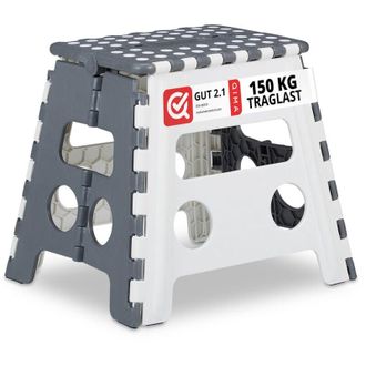 Relaxdays Relaxdays Klapphocker faltbar, Camping Hocker, Kinder Badhocker, bis 150 kg, Kunststoff, HBT: 30 x 37 x 29 cm, grau/wei&szlig;
