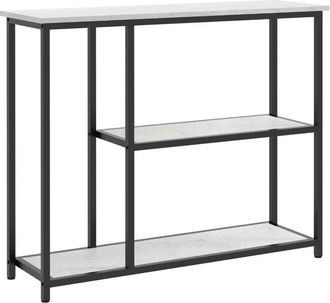 HOMCOM Console meuble - HOMCOM - 3 niveaux - plateaux en effet marbre - cadre en acier - 100 x 30 x 80 cm - blanc