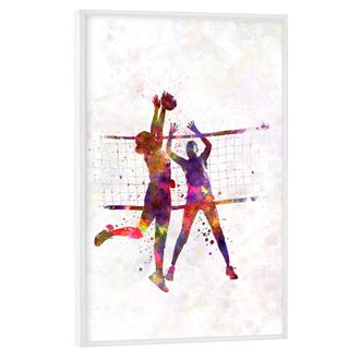 artboxONE Poster mit wei&szlig;em Rahmen 60x40 cm Sport Watercolor Volleyball Player-j - Bild Sport Color Illustration