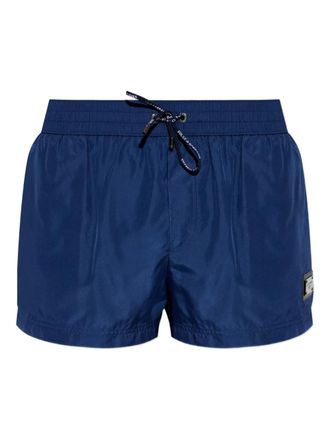 Dolce & Gabbana short de bain &agrave; plaque logo - Bleu